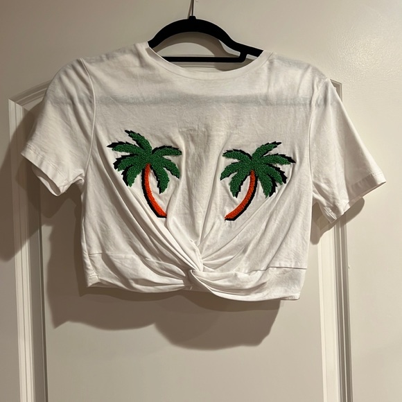 Zara | Tops | Zara Cropped Palm Tree Tshirt | Poshmark